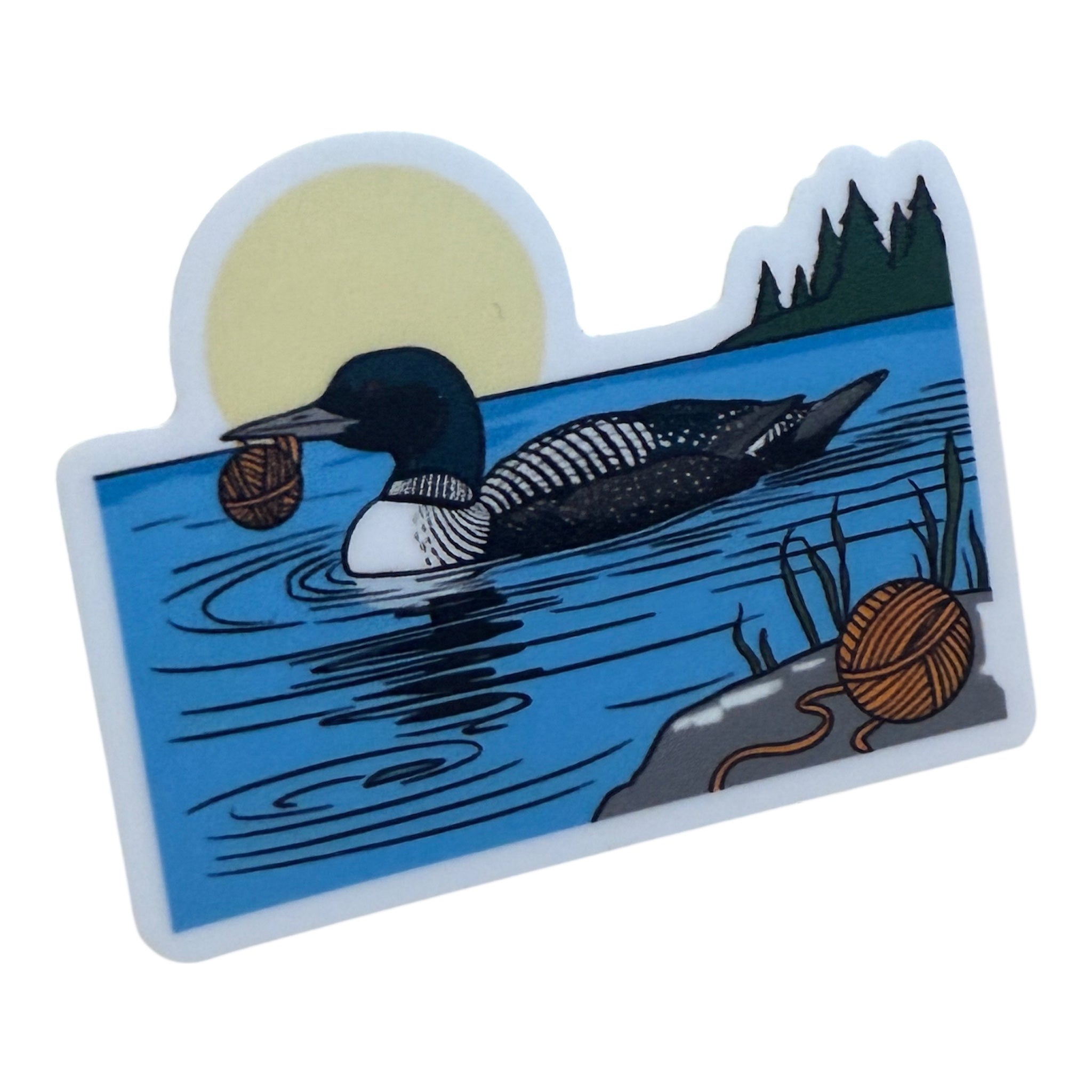 Loon on the Lake with Yarn Sticker – The Yarn Cabin
